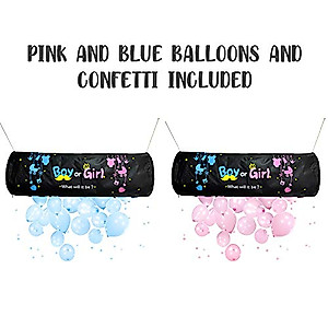 UNIIDECO Gender Reveal Balloon Drop Bag Boy or Girl What will it be? Baby Sex Reveal Pink And Blue Balloons Party Decorations Kit Supplies Favors