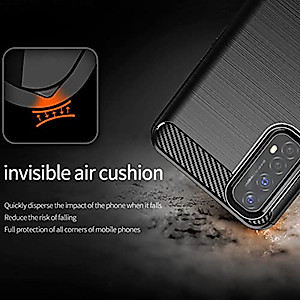 KOARWVC Phone Case for Realme 7 4G/Realme Narzo 20 Pro Case Carbon Fiber Shockproof Rugged Shield Anti-Scratch Soft TPU Back Cover Protective Cases for Realme 7 4G (Black)