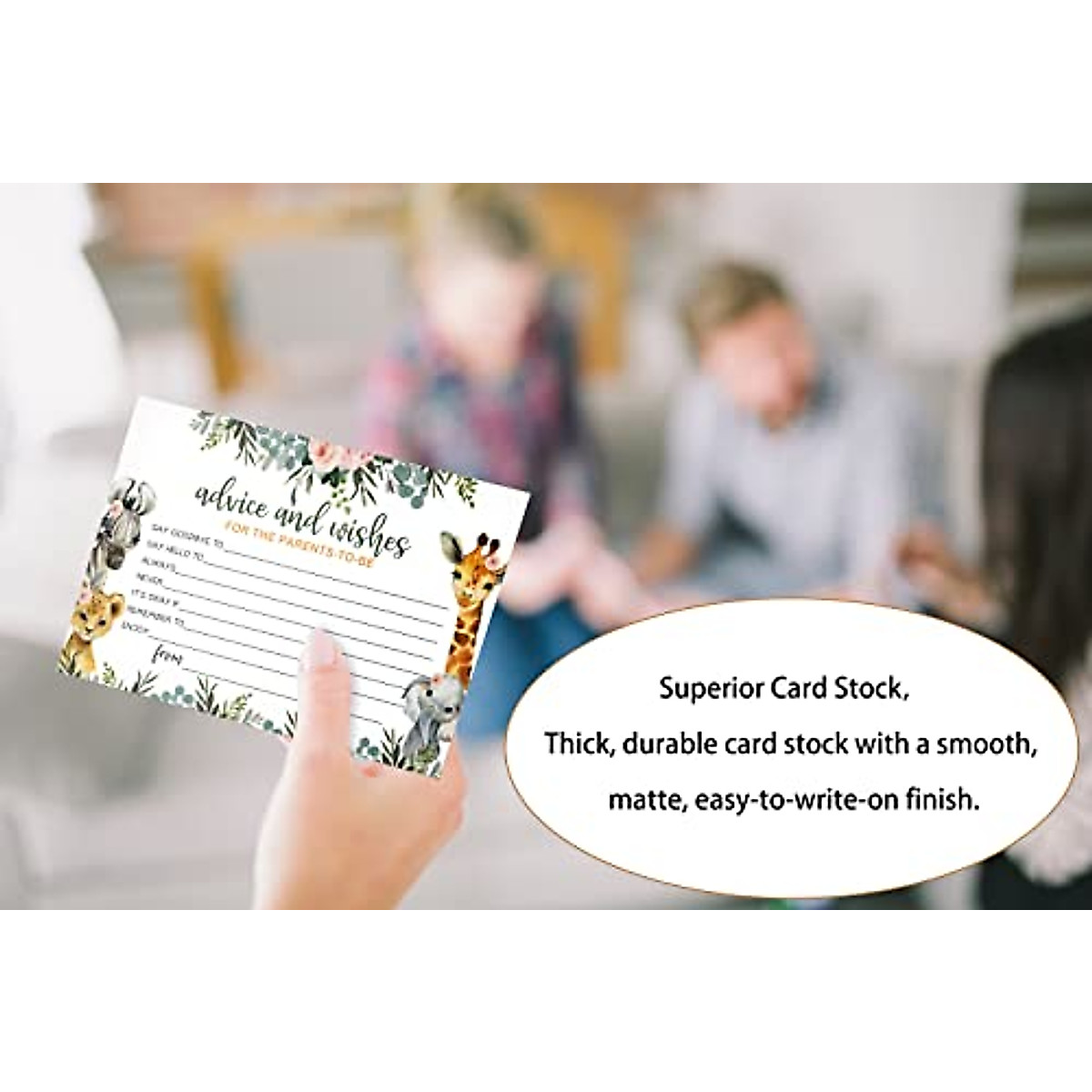 Yuansail Jungle Animals Advice And Wishes Cards For The Parents-To-Be, Baby Advice Cards For New Parents, Baby Shower Party Game,Decorations Party Supply，25 Cards(bb002-JYK 005)
