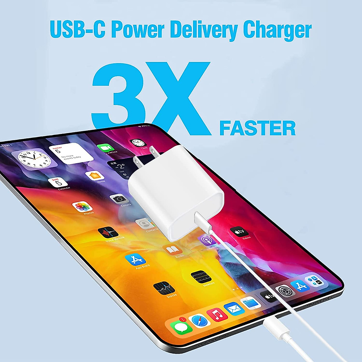 USB C Fast Charger for iPad Pro 12.9/11 in 2022/2021/2020/2018,iPad 10th,iPad Air 4th/5th 10.9",iPad Mini 6th Generation,iPad Charger Fast Charging Wall Charger Block with 6FT USB C to C Cable
