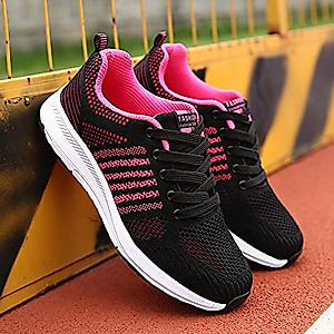 MLAGJSS Slide on Shoes Women, Ladies Shoes Color Matching Fashion Mesh Breathable Lace-up Flat Heel Casual Sneakers