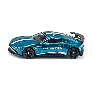Siku 1577, Aston Martin Vantage GT4, Toy Car, Metal/Plastic, Blue, Metallic Paint, Huge Rear Wing, Sport Tyres, Detailed Design