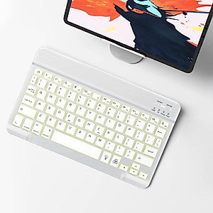 OMOTON Bluetooth Keyboard, Wireless Rechargeable Keyboard for iPad, iPad Pro, iPad Mini, iPad Air with Illuminated LED (White)