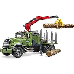 Mack Granite Timber Truck with Loading Crane and 3 Trunks