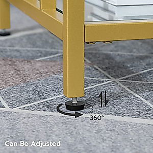 HOOBRO Glass Coffee Table, Gold Coffee Tables for Living Room, 1 Layer Center Table, Open Storage Shelf, Modern, for Apartment, Office, 39.4 x 19.7 x 17.7 Inches, Easy Assembly, Golden GD04KF01