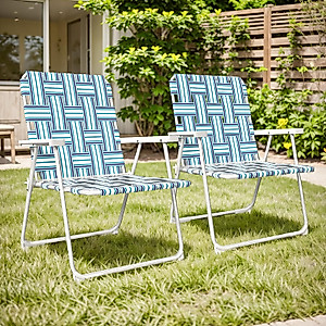 GREZJXC Beach Chair 2-Set,Camping Chairs Webbed Portable Lawn Chair Outdoor lounge Chair Portable Dining Chairs with Armrests for Camping