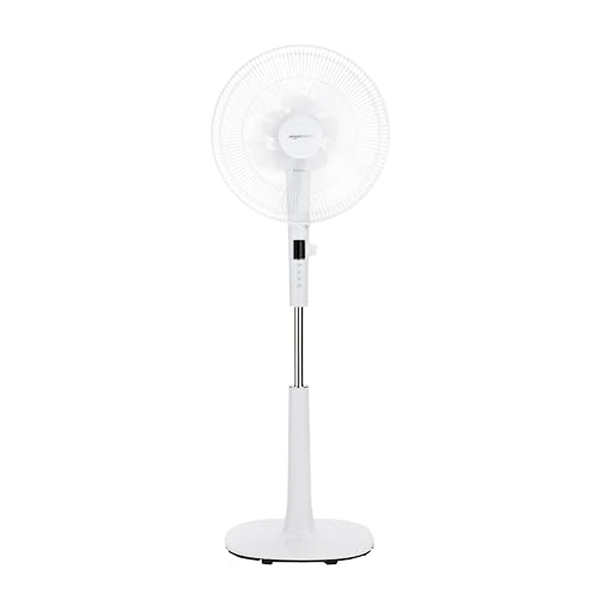 Amazon Basics 16-Inch 12-Speed Pedestal Floor Fan, Standing Fan for Home, with Oscillating Dual Blades, Remote Control, Ultra Quiet and Energy-Efficient DC Motor, Timer, Tilted Head, White