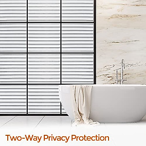bofeifs Window Privacy Film Frosted Glass Window Film Non Adhesive UV Blocking Decorative Window Coverings for Home Office Meeting Room (Static Cling, Removable, Blinds Pattern) 35.6 x 78.7 inches