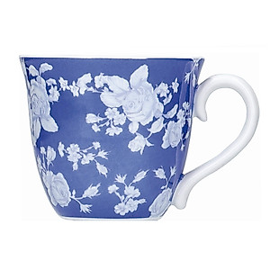 MIKASA Hampton Espresso Cups with Floral Pattern in Gift Box, Porcelain, White/Blue, 80 ml, 4 Piece Set