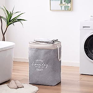 Fiona's magic 75L Large Laundry Hamper Basket with Detachable Brackets and Handle, Collapsible Storage Basket for Bedroom, Bathroom Clothing and Toys Organization, Grey