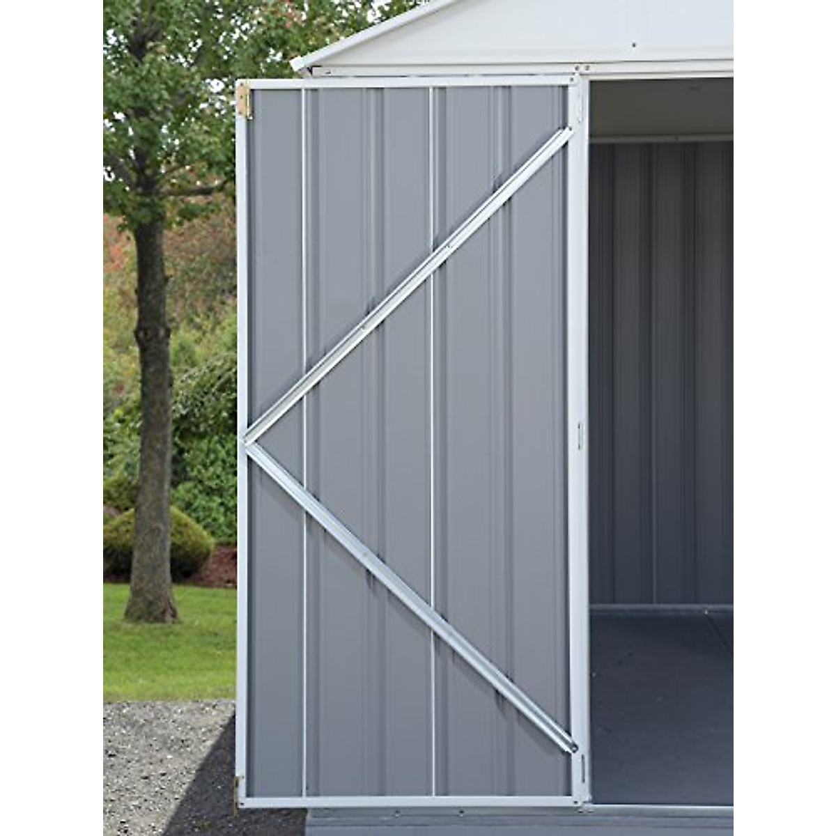Arrow 10' x 8' EZEE Shed Charcoal with Cream Trim Extra High Gable Steel Storage Shed
