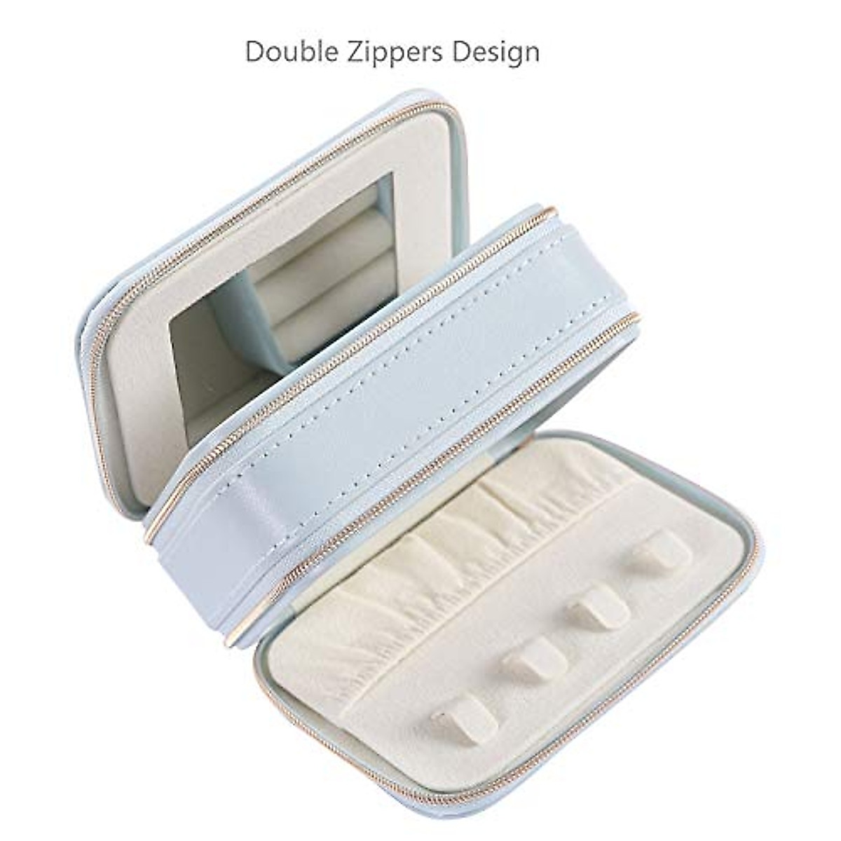 Jewelry Box, Small Travel Jewelry Box, Portable Display Storage Case Box for Rings Earrings Necklace (Light Blue) by YMHB