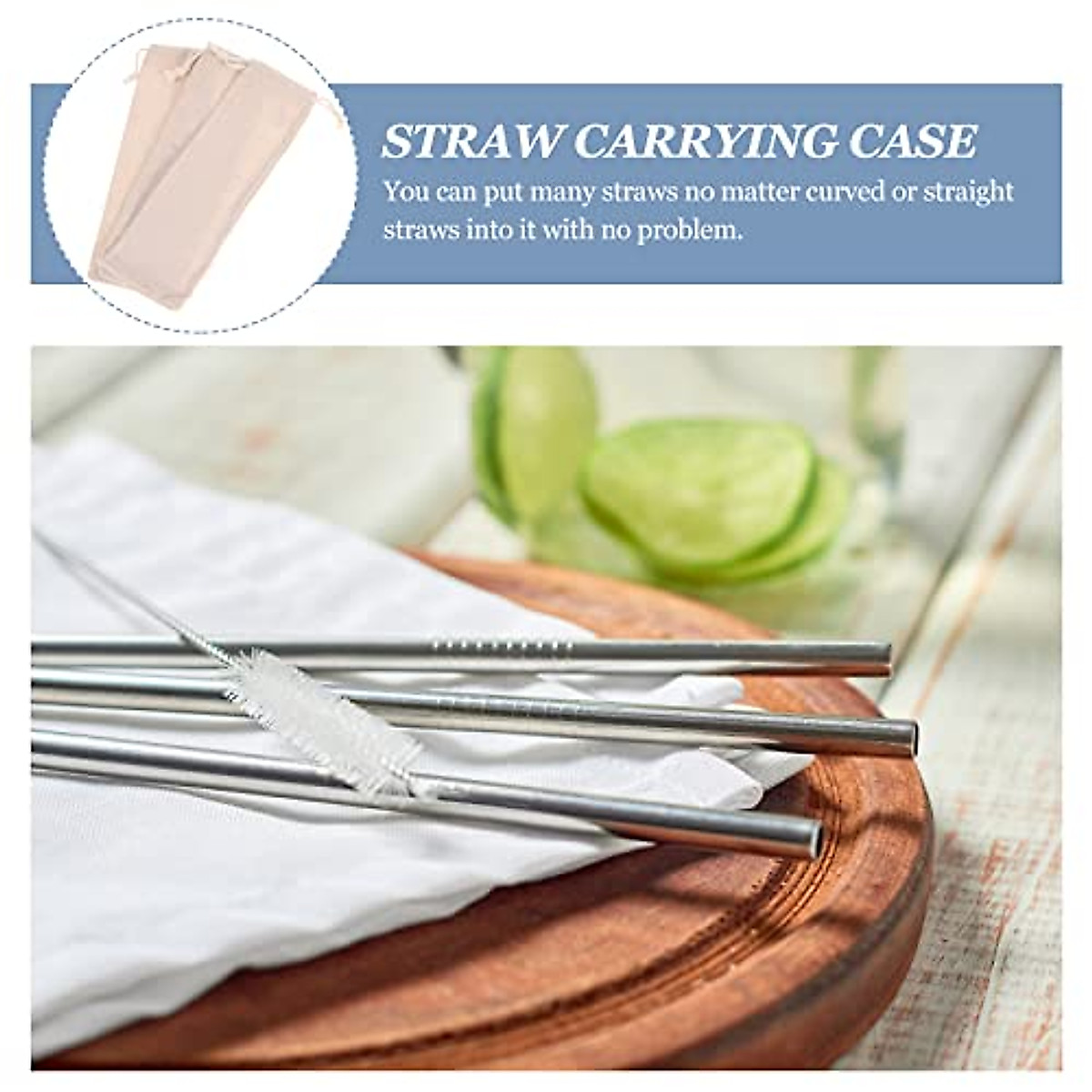 20Pcs Straw Carrying Cases, (Length: 9.8in/25cm) Straw Pouch, Travel Bag for Straw/Cutlery and Cleaning Brush Straws, Safety and Reusable Straw Case