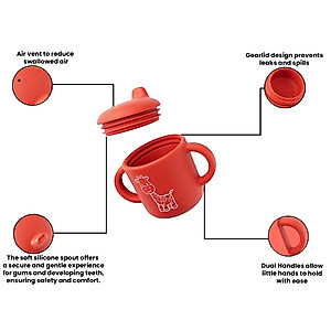 BAYBEE Silicone Sippy Cup with Handles & Spout Lid | Toddler Training & Transition Cup | Kids Feeding Straw Cup | No Spill Leak Proof Cups for Baby Infant Child | 5 Oz | 6 Months +