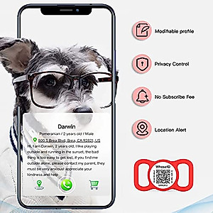 Dog Collars Charms & Collar Tag, QR Code Slide-on Tag, QR Code Dog Tag, Custom Online Profile, Durable Silicone Dog ID Tag, Anti-Scratch, Soundless Pet Tag, Easy to Set Up, Navy Blue