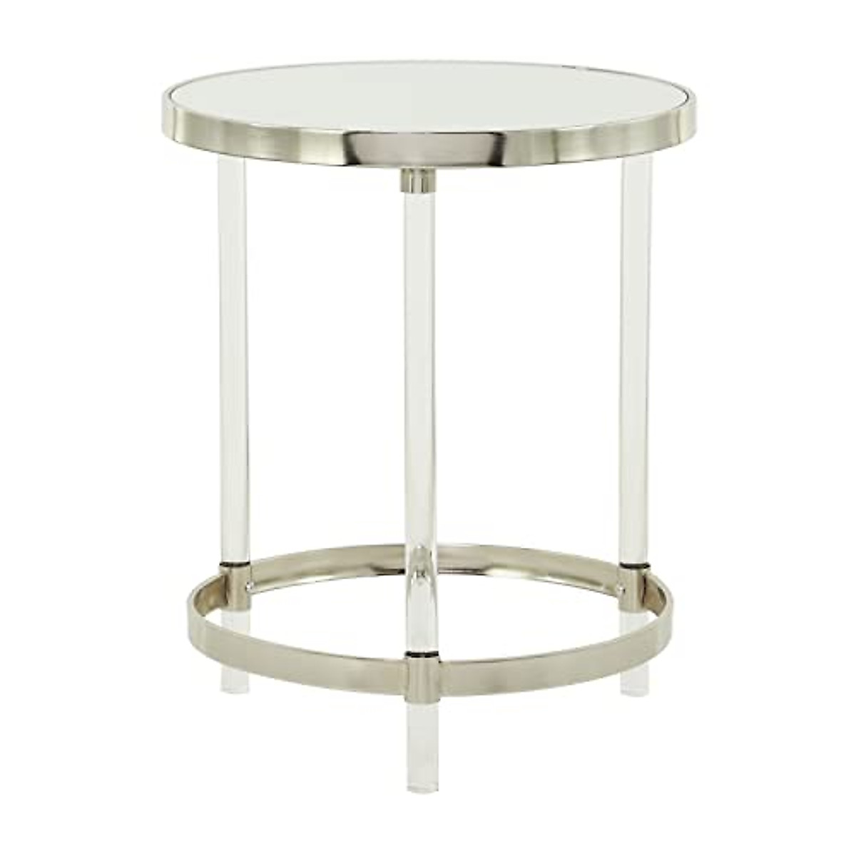 Deco 79 Acrylic Round Accent Table with Mirrored Glass Top, 19" x 19" x 23", Silver