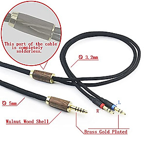 4.4mm Balanced Cable 6N OCC Copper Silver Plated Cord Walnut Wood Shell Compatible with Hifiman Ananda, Sundara, Arya, Edition XS, HE400SE, HE4XX, HE-400i Headphone (2 x 3.5mm Version) 2.1m