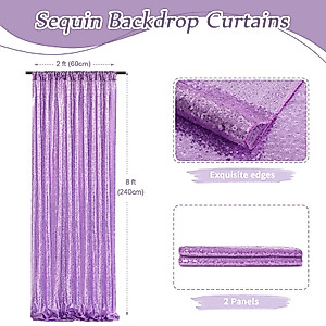 SoarDream Wedding Sequin Backdrop Lavender 2 Pieces 2ftx8ft Glitter Curtain Backdrop Arch Fabric Drapes for Baby Shower Birthday Party Decoration