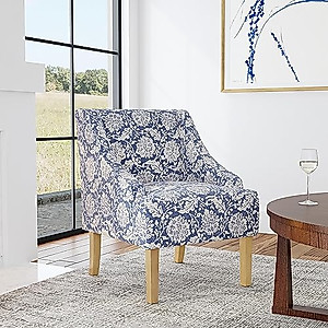 HomePop Swoop Arm Chair armchairs, Blue Floral Print
