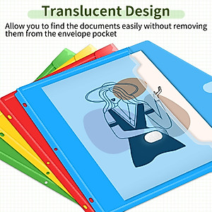 Sooez 30 Pack Binder Folders Organizer with Space-Saving Closure, Super Heavyweight Binder Pockets for 3 Ring Binder, High Capacity Binder Pouch, Side Loading, School Supplies, Letter Size, 5 Color