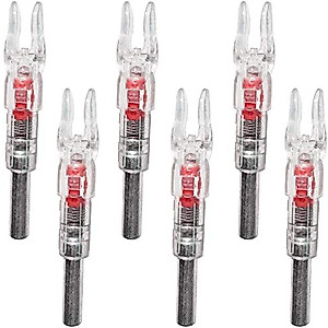 6PCS-New Lighted Nocks for Arrows with .244"/6.2mm Inside Diameter Led Nocks with Switch Button for Archery Hunting (Red)