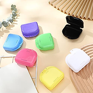 Youyole 32 Pieces Retainer Case with Vent Holes Mouth Guard Container Case Dental Storage Container Multicolor Dental Retainer Box, Yellow, Blue, Green, Pink, White, Purple, Black