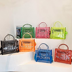 Ervkgm The Tote Bag for Women, PVC Tote Bag with Zipper Crossbody Bag for Office, Travel, School,Beach (Black,One Size)