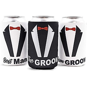 12 Pack Team Groom Neoprene Can Cooler Sleeves, Groomsmen Gifts Beer Cooler for 12oz Drinks