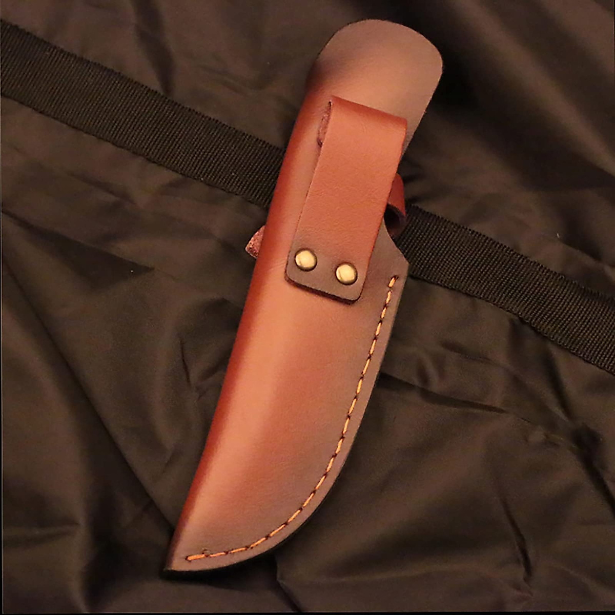 Leather Knife Sheath with Belt Loop, Leather Knife Holder Portable Knife Case Cover for Hunting Camping Mountaining (Gradient Brown)