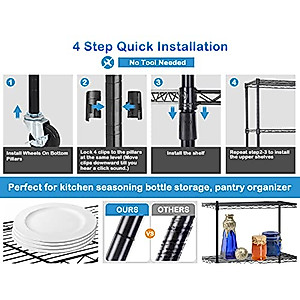 Haiput Wam Storage Shelves, 6 Tier Steel Wire Metal Shelving with 2100 Lbs Capacity for Kitchen Restaurant Pantry, Wire Shelving Storage Rack Shelves for Storage with Wheels and Feet -18x48x72