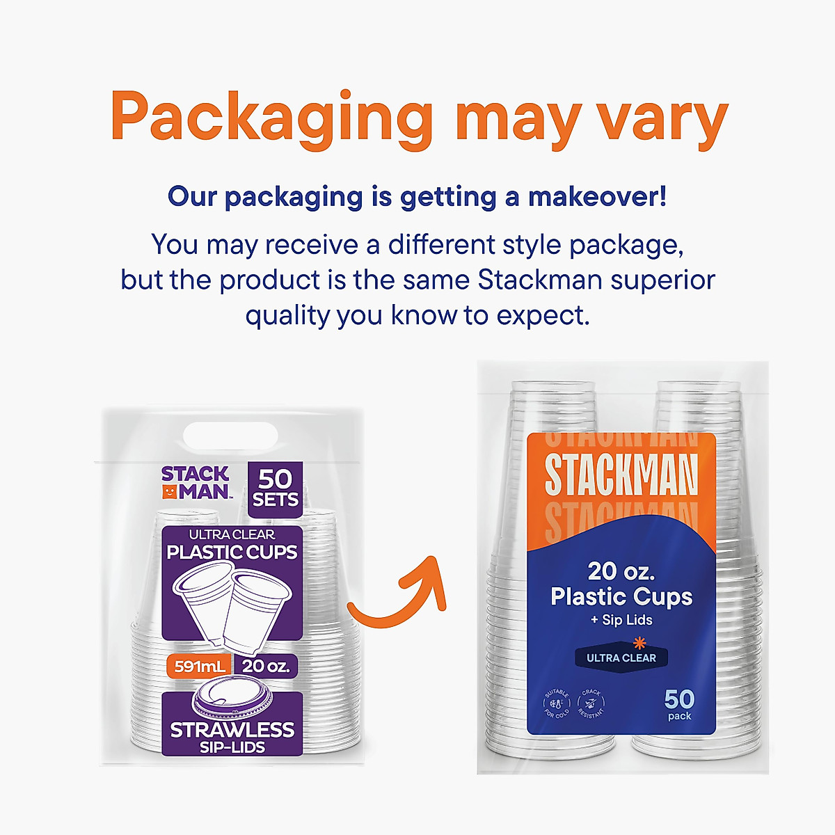 20 oz. Clear Cups with Strawless Sip-Lids, [50 Sets] PET Crystal Clear Disposable 20oz Plastic Cups with Lids