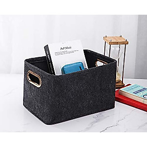 Collapsible Storage Bins Foldable Felt Fabric Storage Basket Organizer Boxes Containers with Handles Metal Handles for Nursery Toys,Kids Room,Clothes,Towels,Magazine