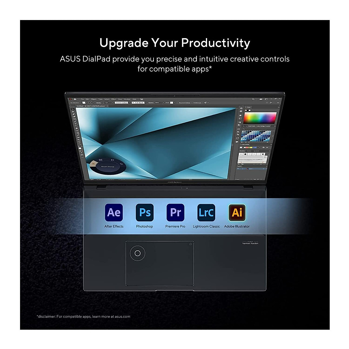 ASUS Zenbook Pro 16 Laptop 16" 165Hz Refresh Rate Display, Intel i7-12650H CPU, DialPad, NVidia GeForce RTX 3070 Ti Graphics, 32GB RAM, 1TB SSD, Windows 11 Home, Tech Black, UX6601ZW-DB76