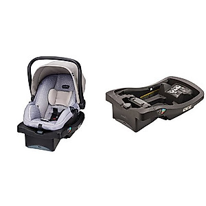 Evenflo LiteMax 35 Infant Car Seat, Riverstone with LiteMax Infant Car Seat Base, Black