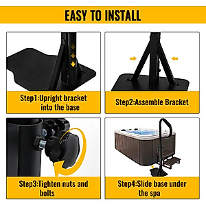 KODOM Hot Tub Handrail Spa Safety Rail 57"H,Hot Tub Hand Rail Slide Under Mounting Base 600LBS Capacity Spa Side Handrail Hot Tubs Rail with Sponge Rubber Grip for Indoor/Outdoor Bath