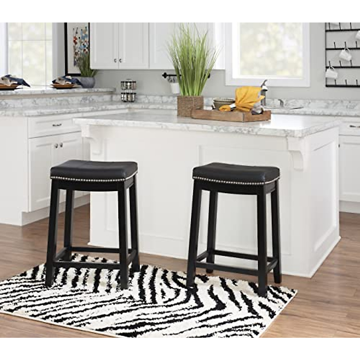 Linon Claridge Counter Stool, Black, 26" x 18" x 12.75"