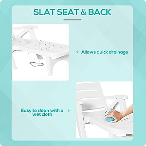 Outsunny Outdoor Chaise Lounge, 5 Level Adjustable Backrest Lounge Chair with Wheels, Folding Tanning Chair for Pool, Beach, Patio, Garden, White