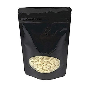 MITOB 100 Pieces Stand Up Mylar Bags Clear Plastic Window Pouch Food Storage Aluminum Foil Bag Candy Bath Salt Packing Zipper Lock Resealable (4.3x6.3 inch, Black)