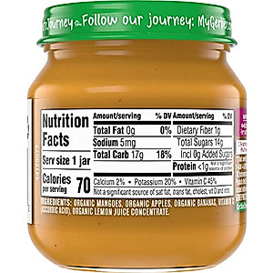Gerber Organic for Baby Wonder Foods 2nd Foods Baby Food Jar, Mango Apple Banana, USDA Organic Pureed Baby Food with Superfoods, 4-Ounce Glass Jar (Pack of 6)