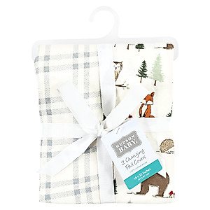 Hudson Baby Unisex Baby Cotton Changing Pad Cover, Forest Animals, One Size