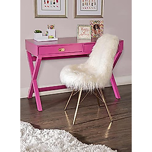 Linon PG138RSP01U Linon Home Decor Peggy Raspberry Pink Writing Desk Desk, Raspberry Pink, 44"W x 20"D x 30"H
