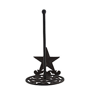 Rustic Brown Cast Iron Western Star Paper Towel Holder