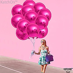 KatchOn, Big Hot Pink Balloons - 22 Inch, Pack 12 | Hot Pink Mylar Balloons, Hot Pink Party Decorations | Hot Pink Foil Balloons, Disco Party Decorations | 4d Balloons, Neon Pink Birthday Decorations