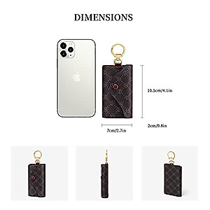 GOLF SUPAGS Women PVC Leather Car Key Chain Card Holder Wallet Pouch 6 Hook Snap Closure keys Money Organizer Case (Two colors are shipped randomly)