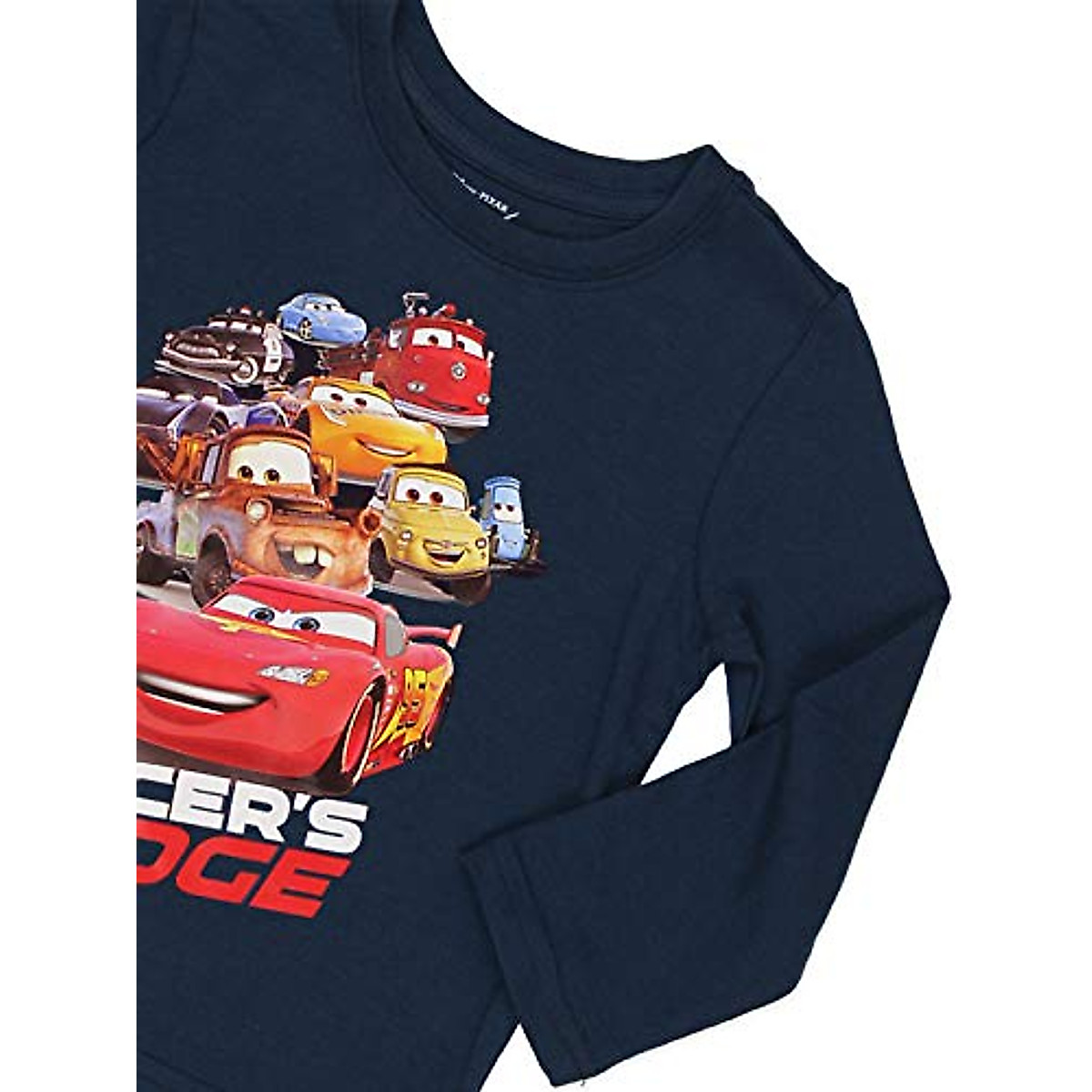 Disney Cars Lightning McQueen Toddler Long Sleeve T-Shirt Tee (3T, Navy)