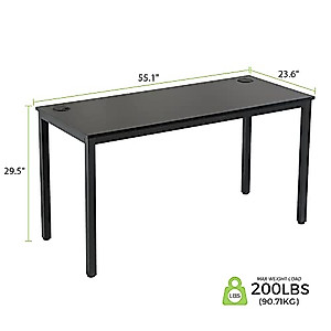 EUREKA ERGONOMIC 55 Inch Large Black Home Office Computer Desk, Simple Modern Long Sturdy Work Study Writing PC Gaming Table, for Adults Teens Kids Bedroom Kitchen Dinning Room with Metal Frame