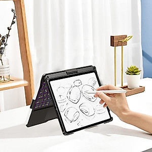 pekarejue Wireless Keyboard Case for Apple iPad Air 11-inch M2 2024 & iPad Air 5th 4th & iPad Pro 11 (4th,3rd,2nd,1st Generation): 360° Rotatable, Pencil Holder, Trackpad, Backlight, Graphite