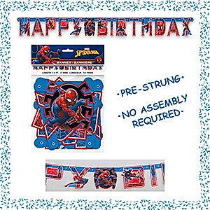 Spiderman Birthday Decorations | Spiderman Party Supplies | Serves 16 Guests | Marvel Superhero Spidey and His Amazing Friends | Table Cover, Spider Man Banner, Plates, Napkins, Masks and Button | For Boys and Girls