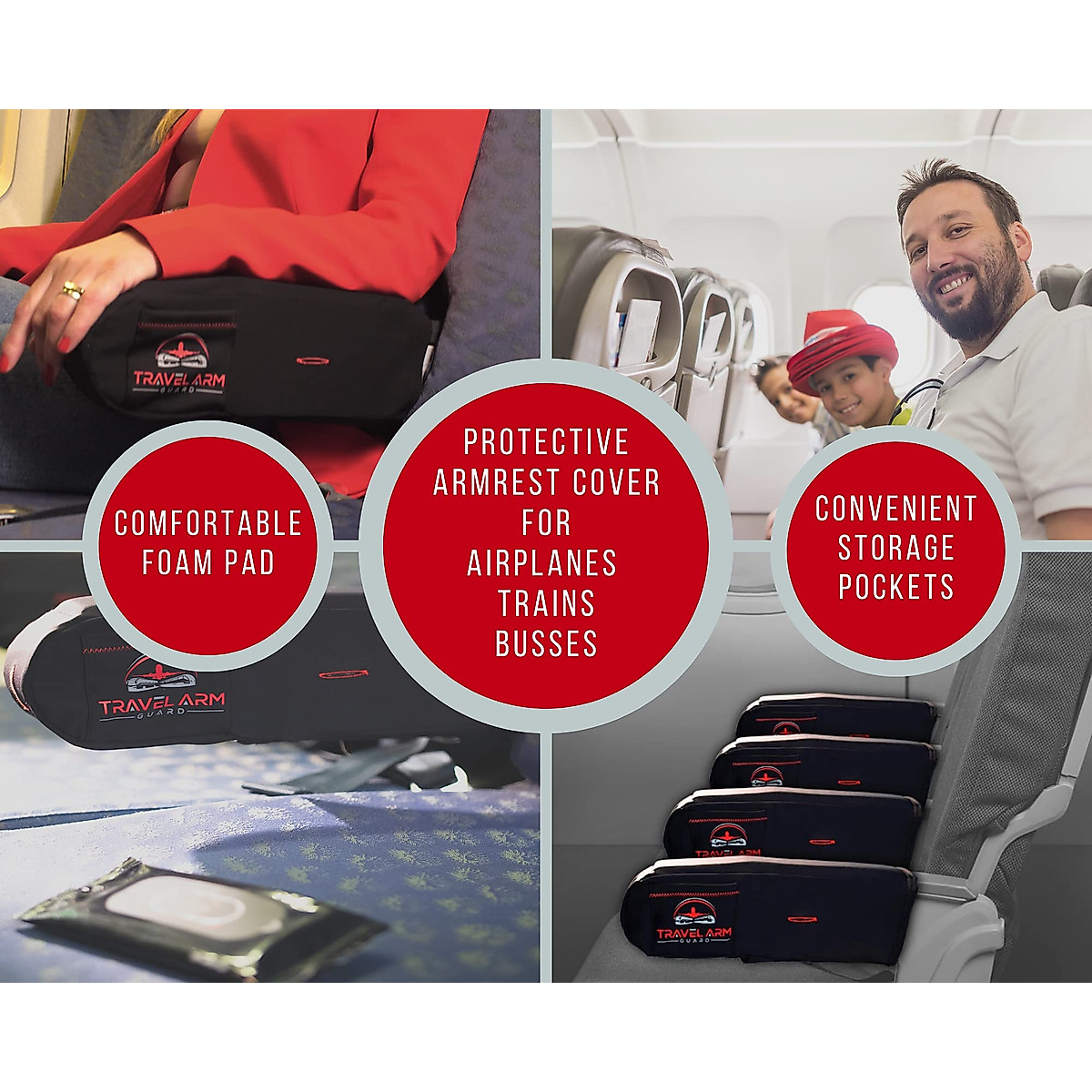 Airplane Armrest Covers - Innovative & Protective Arm Rest Sleeve Covers for You and Your Family on Your Next Air Travel - Comfort & Clean Flight Travel Accessory | 2 Sleeves in the Package