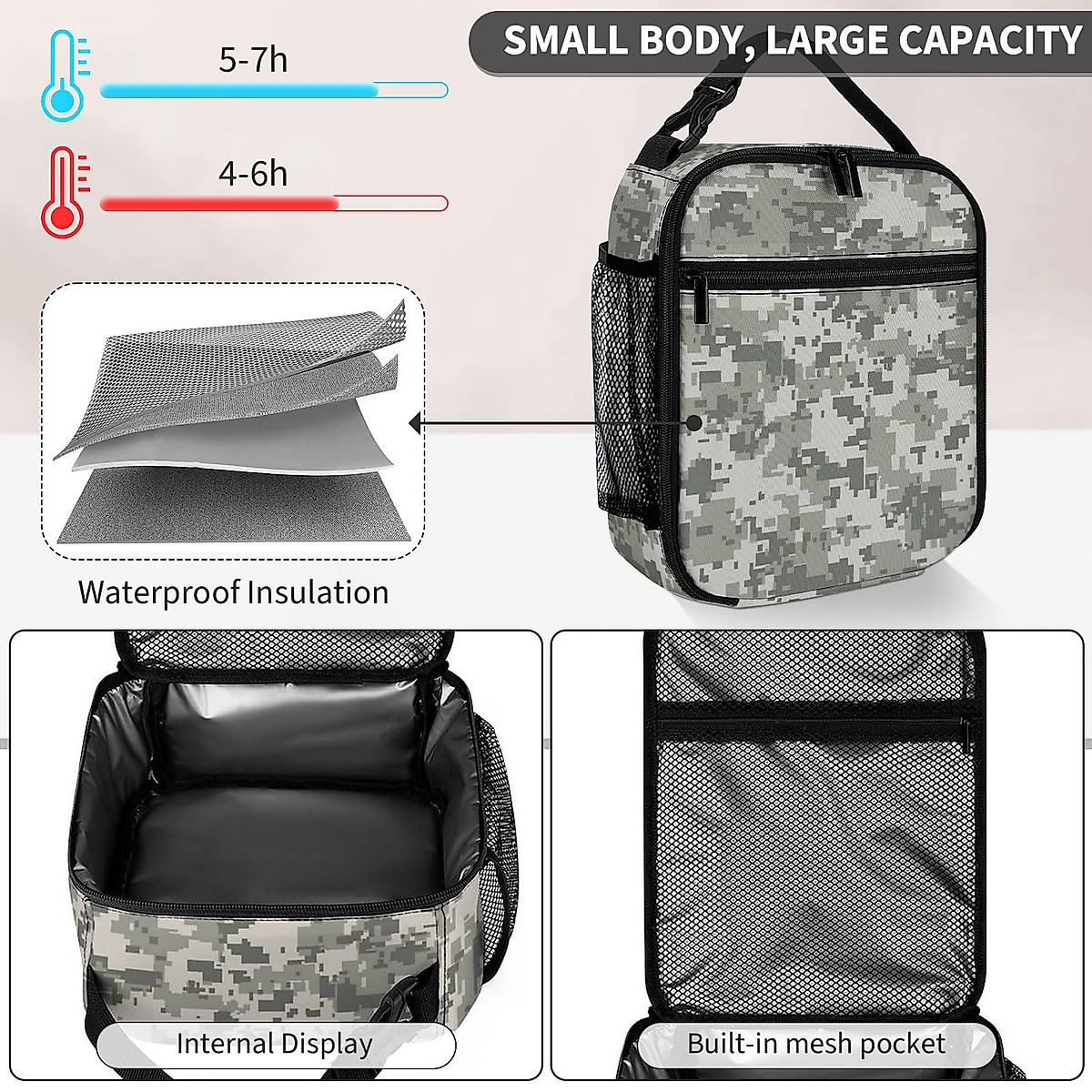 TILYTADLY School Backpack For Boys - Camouflage Boys Backpack For Kids Teens Elementary Middle School - 4pcs Camo Boys Backpack With Lunch Box And Pencil Case，18″ Bookbag With Usb Charging Port